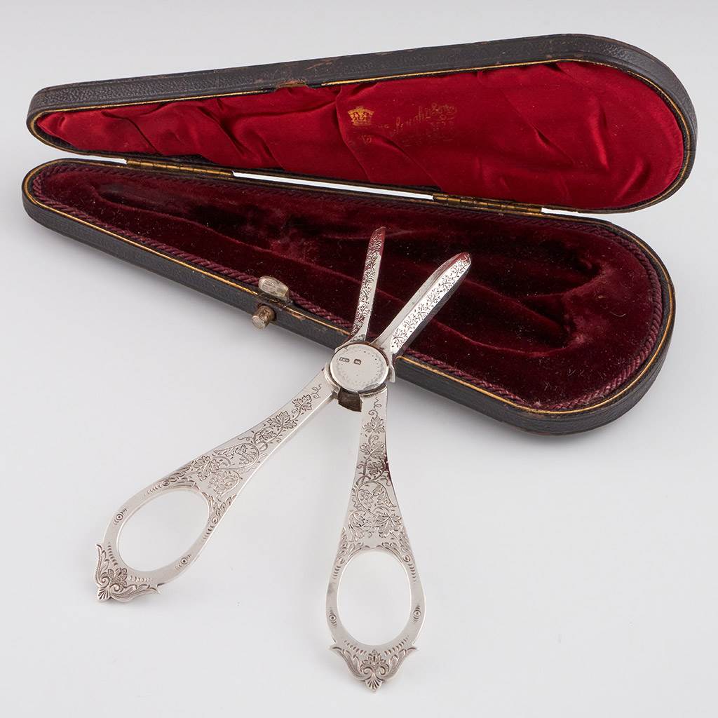 Victorian Sterling Silver Grape Scissors Sheffield 1896