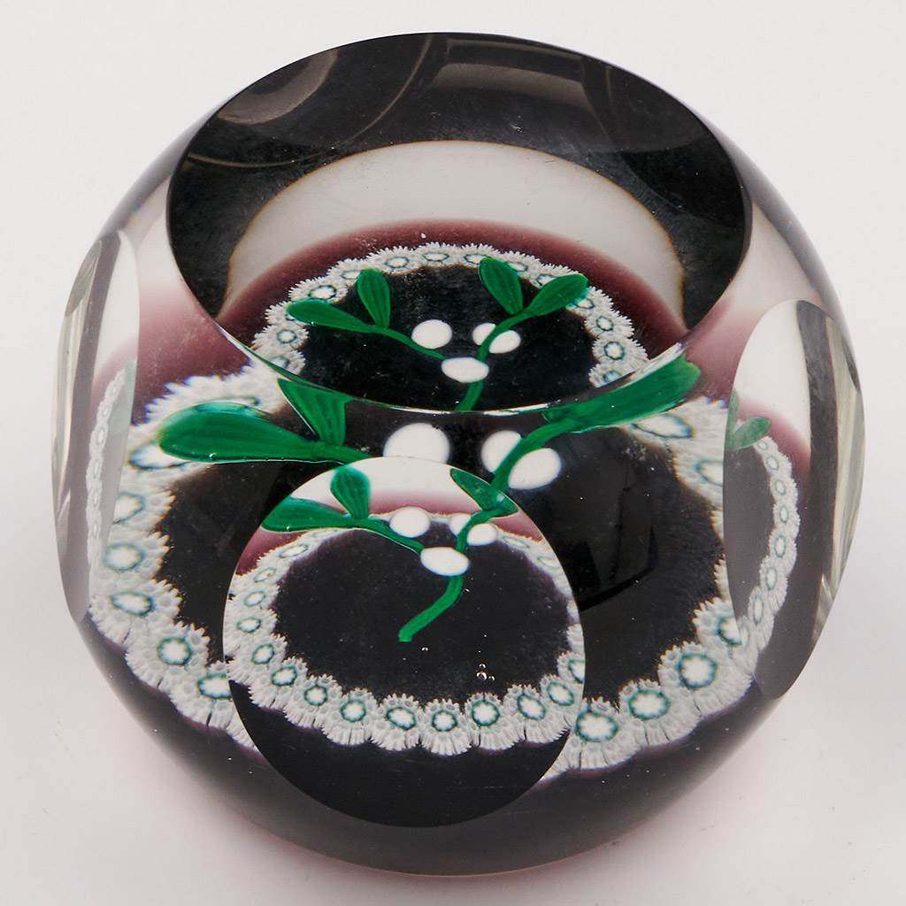 A William Manson Caithness Mistletoe Paperweight 1978