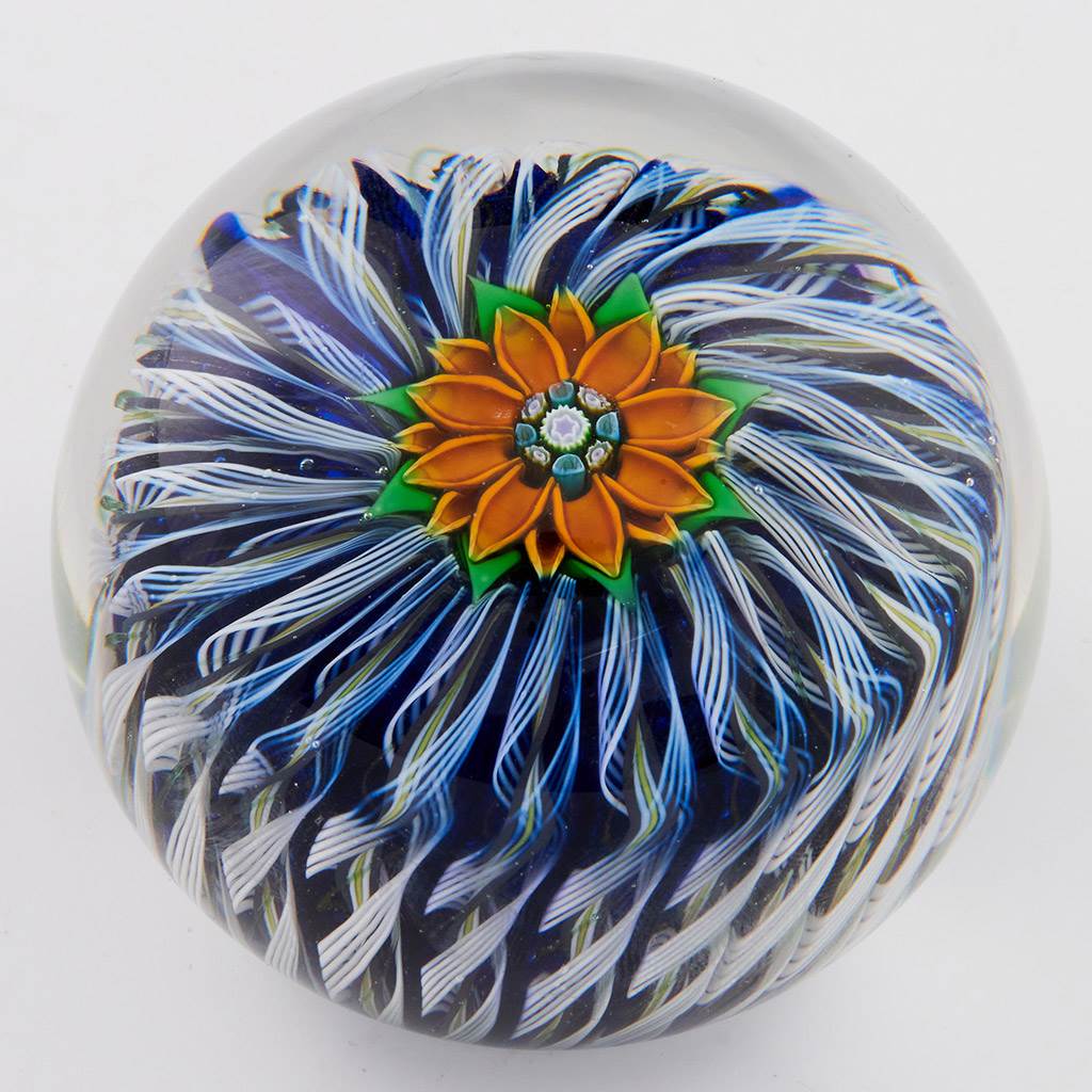 A Perthshire Yellow Flower Crown Paperweight 1984E