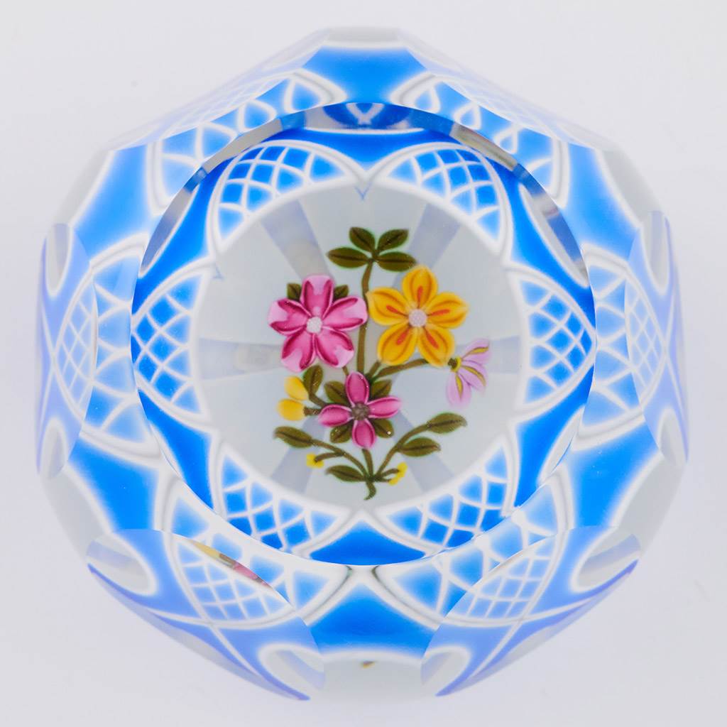 An Encased Double Overlay Bouquet Magnum Paperweight 1998