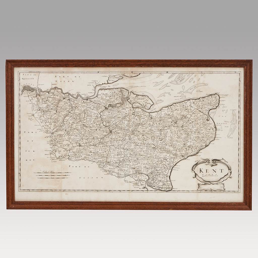 Antique Map of Kent by Robert Morden; published in 1695