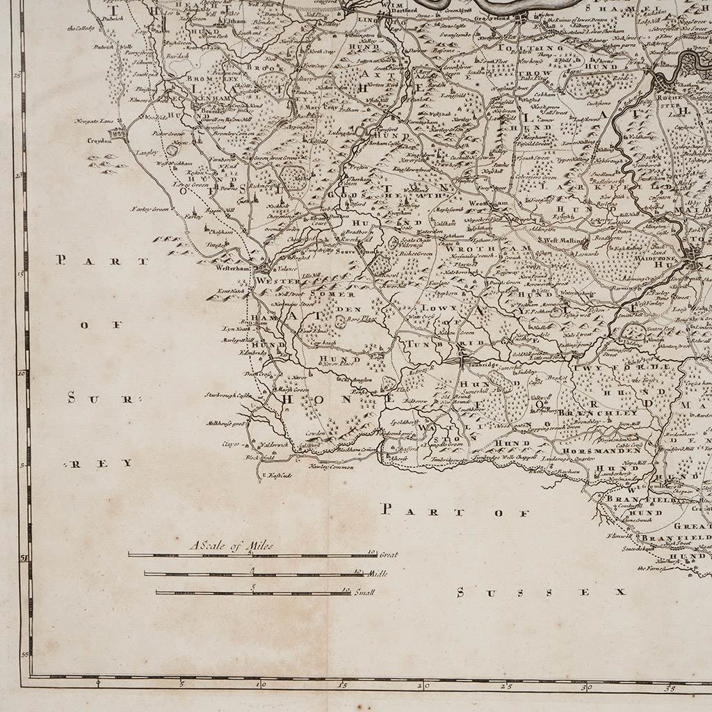 Antique Map of Kent by Robert Morden; published in 1695