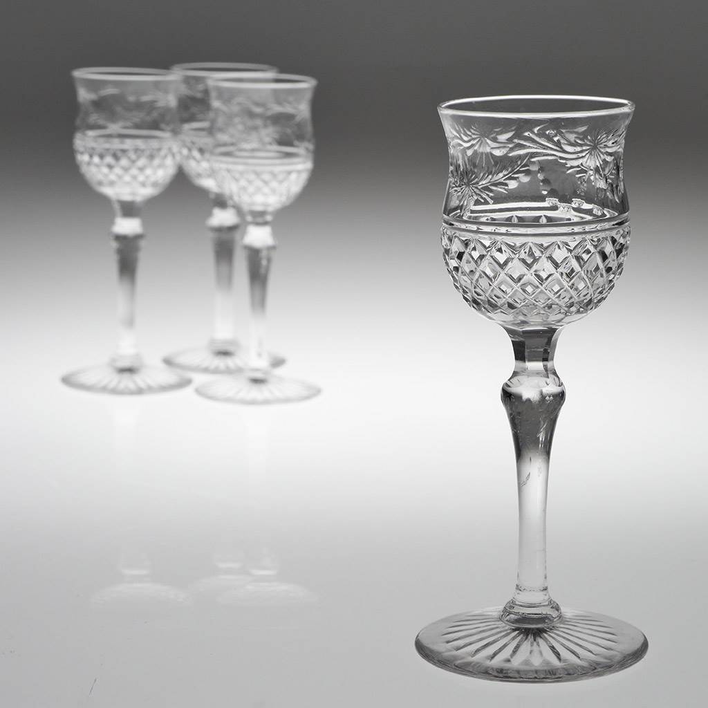 Four Stevens and Williams Liqueur Glasses c1910
