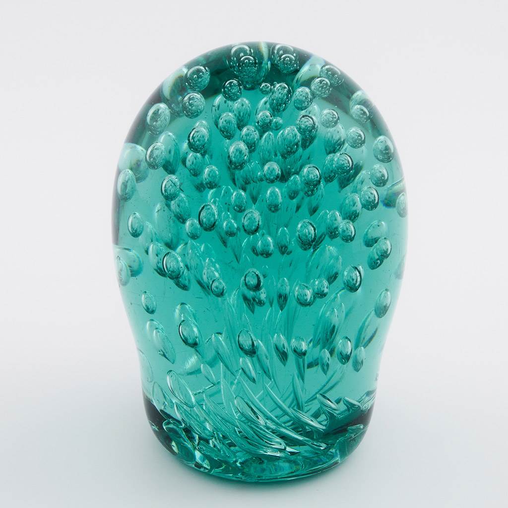 A Victorian Green Glass Controlled Bubble Paperweight Dump c1880