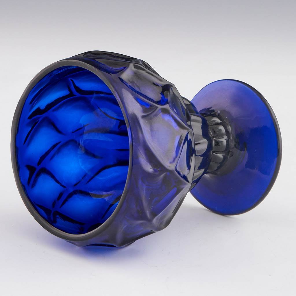 Rare Cobalt Blue Diamond Moulded Bonnet Glass c1780