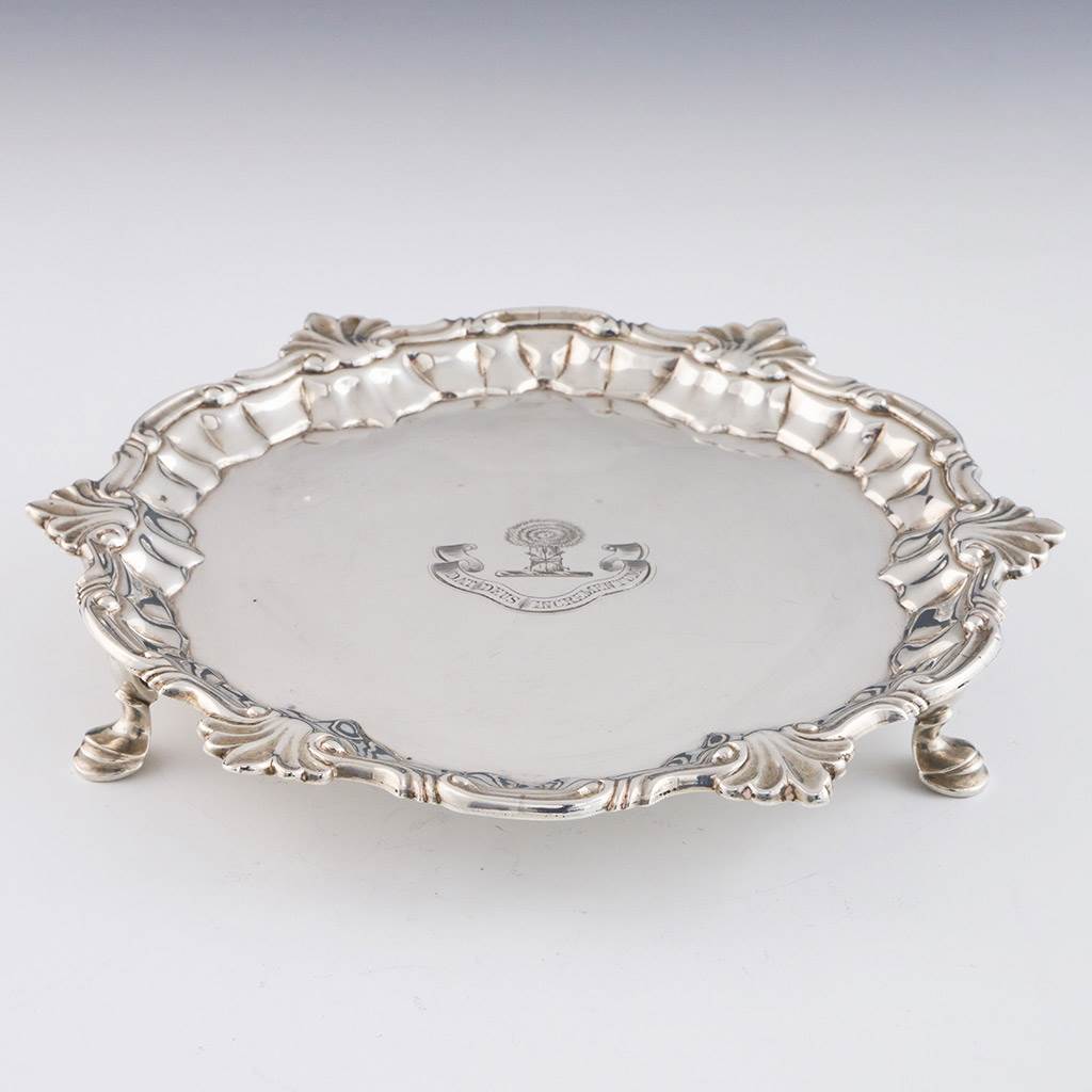 Sterling Silver Wine Waiter London 1749 – Otley Family Crest and Motto