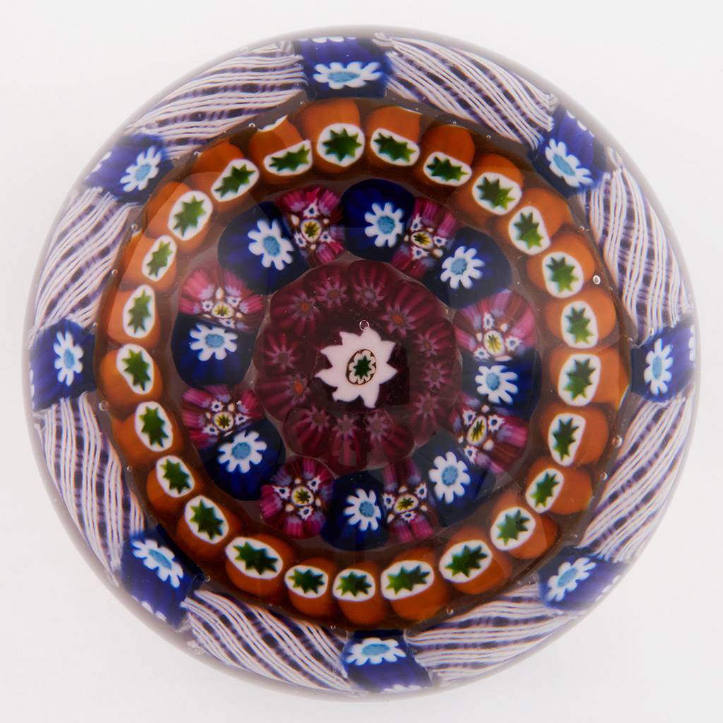 A Rare And Early Paul Ysart Concentric Paperweight On Clear Ground c1940