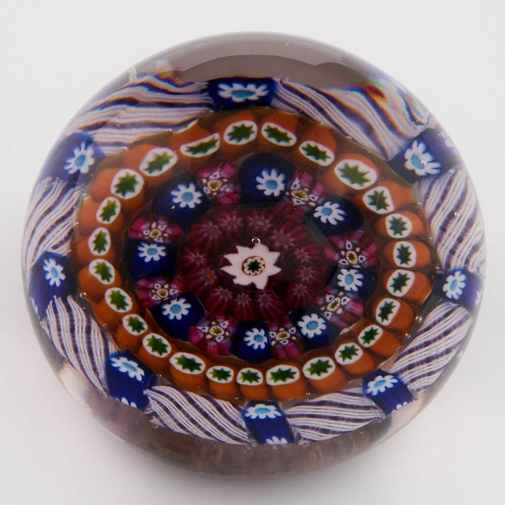 A Rare And Early Paul Ysart Concentric Paperweight On Clear Ground c1940