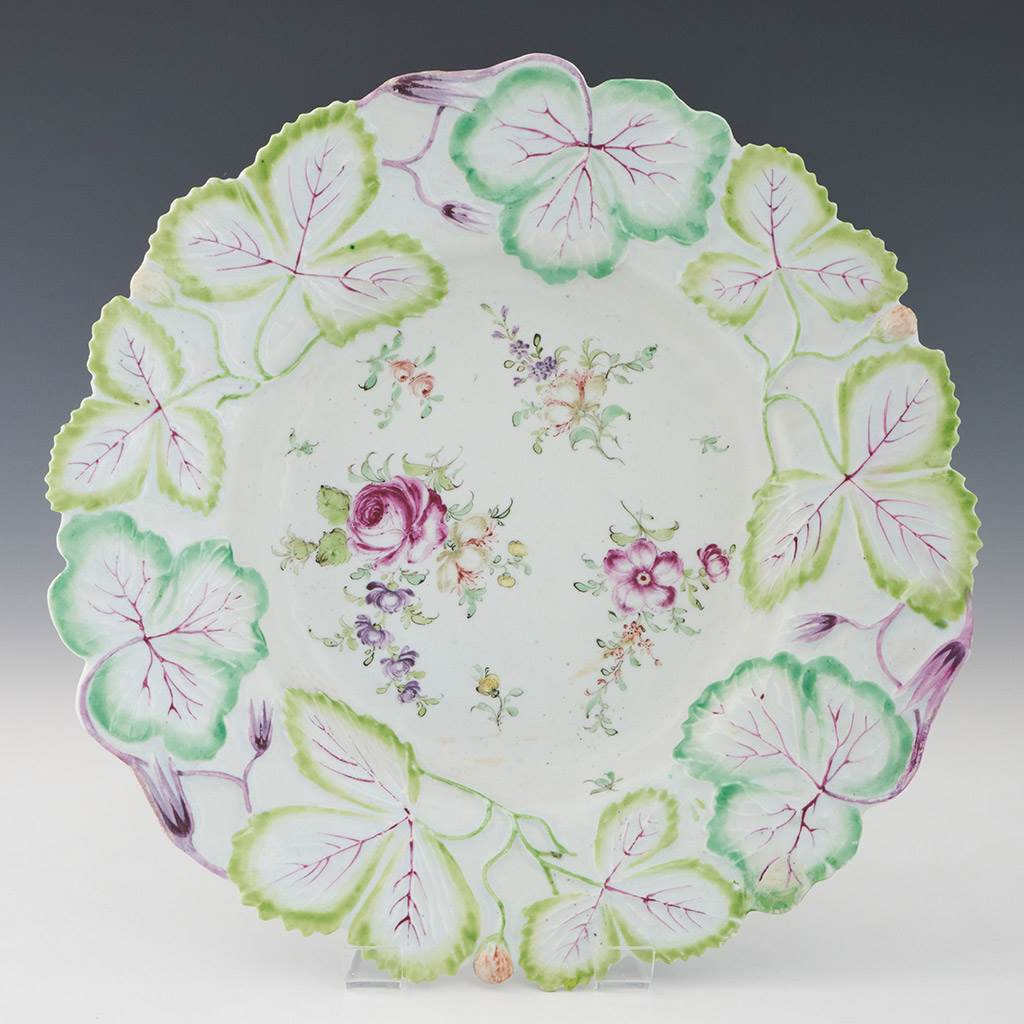 Longton Hall Strawberry Leaf Moulded Dish c1755