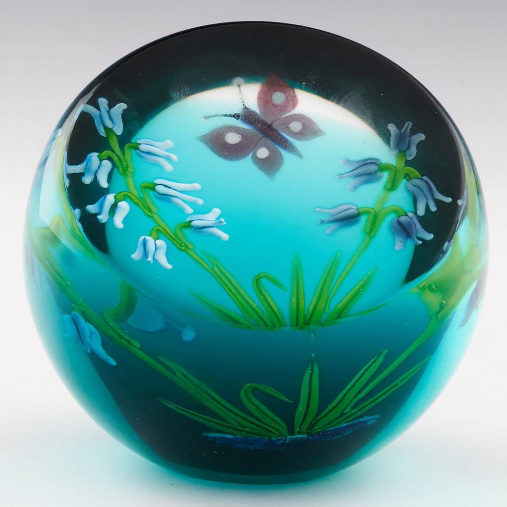 A William Manson Butterfly and Bluebells Paperweight 15/50