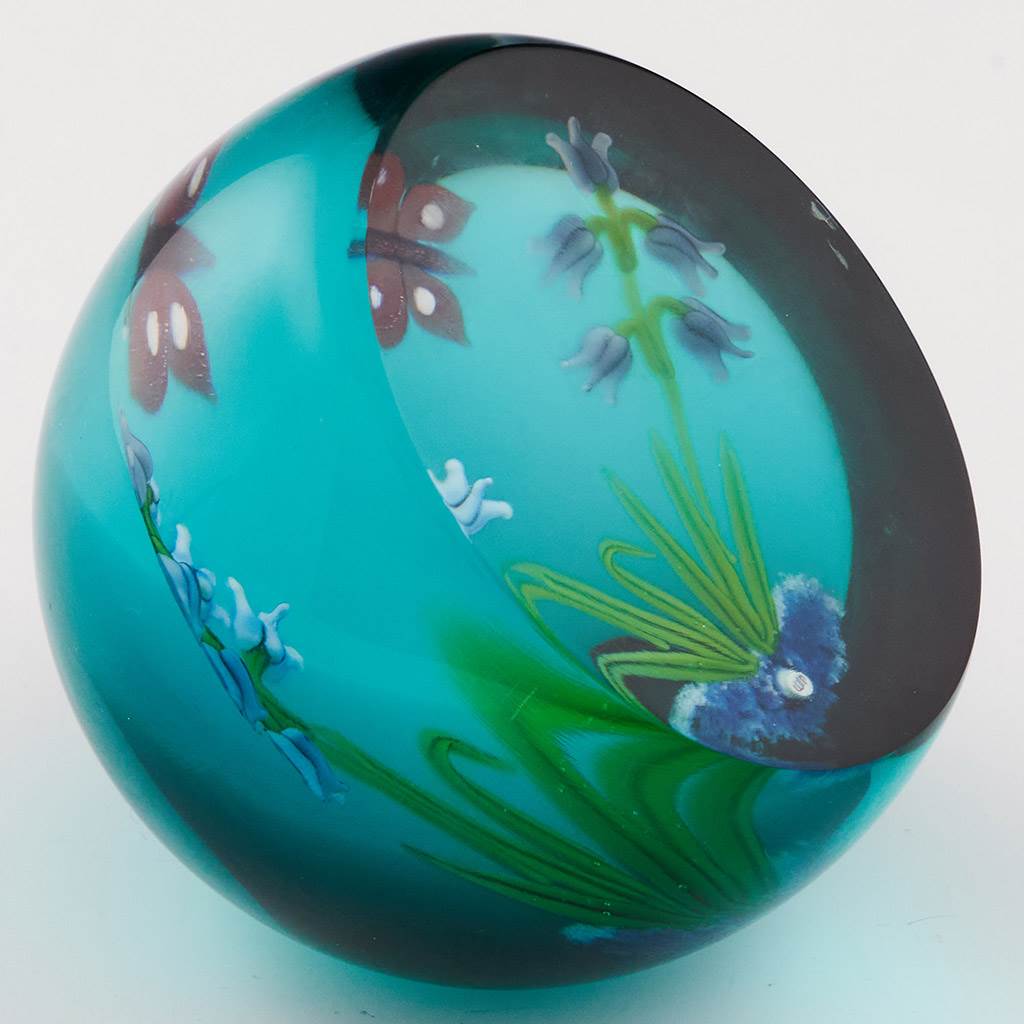 A William Manson Butterfly and Bluebells Paperweight 15/50