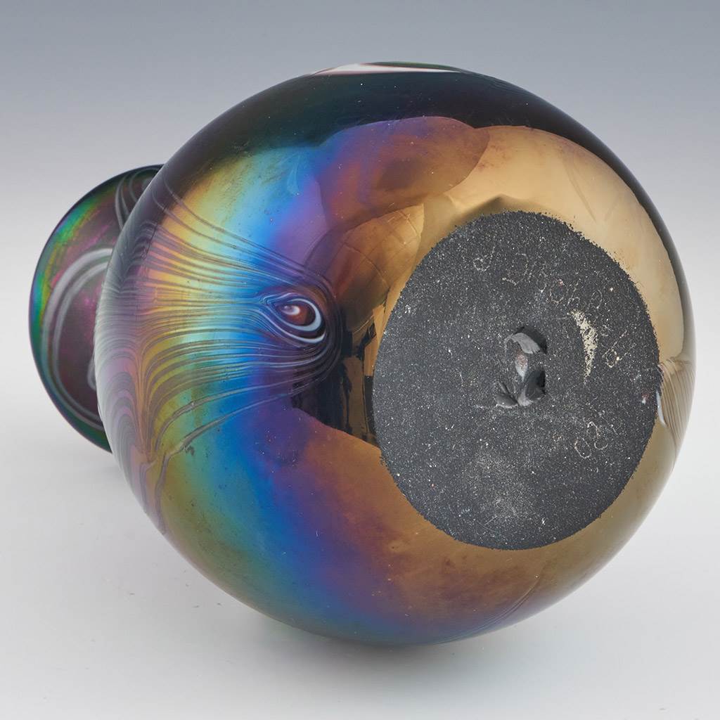John Ditchfield Peacock Eye Iridescent Vase 1980