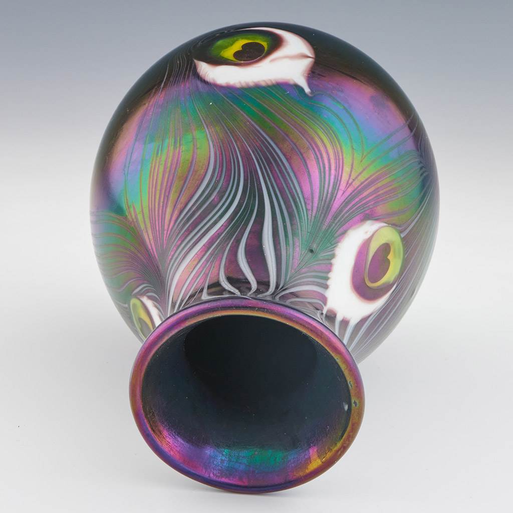 John Ditchfield Peacock Eye Iridescent Vase 1980
