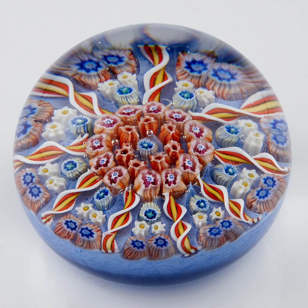 Vasart Paperweight Nine Spoke Radial Concentric Magnum c1950