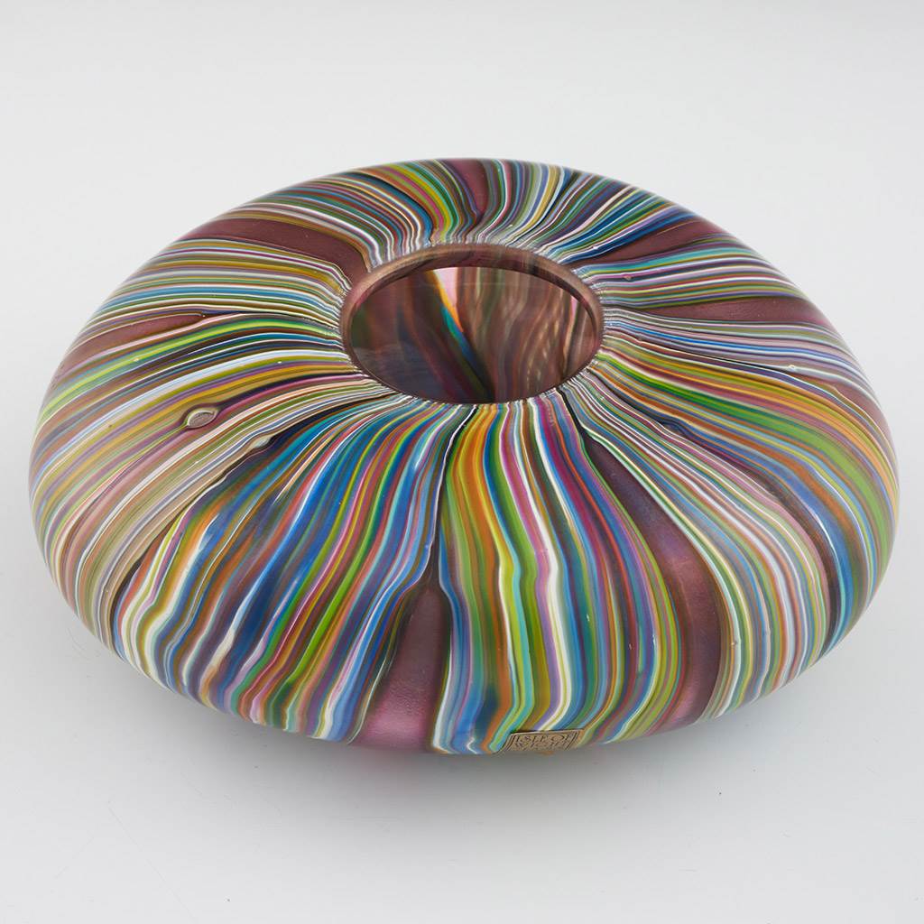 Timothy Harris Isle of Wight Zanfirico Pink Donut Vase c2005