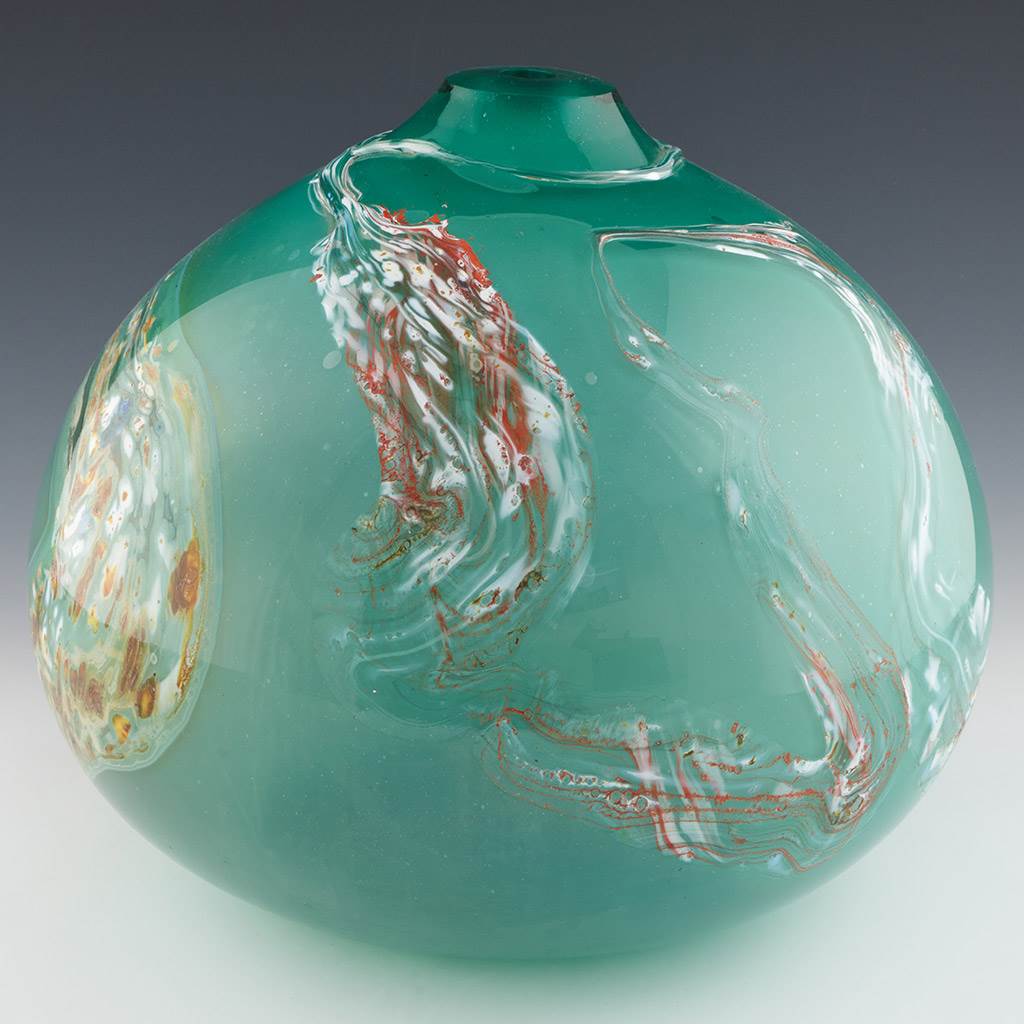 Daniel Edler Hand Blown Studio Glass Globe Vase c1980