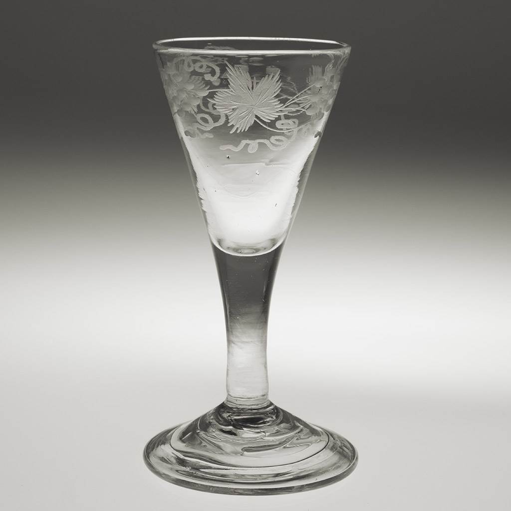 Engraved Georgian Port Glass c1750