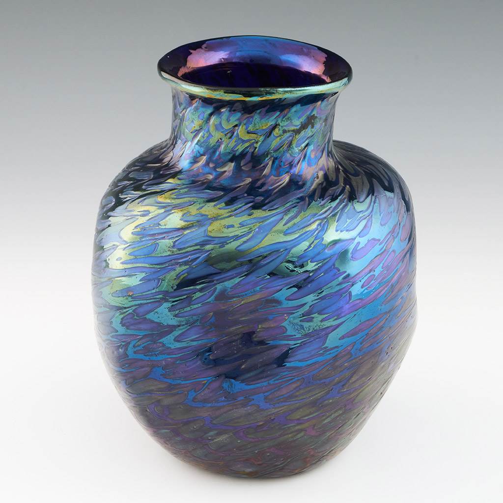 Kralik Iridescent Glass Fish Scales Vase c1910