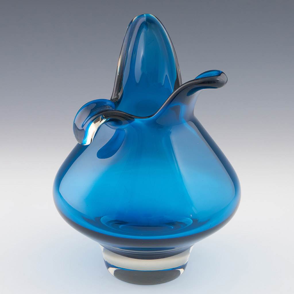 Czech Harrach Evening Blue Vase by Milan Metelak 1961