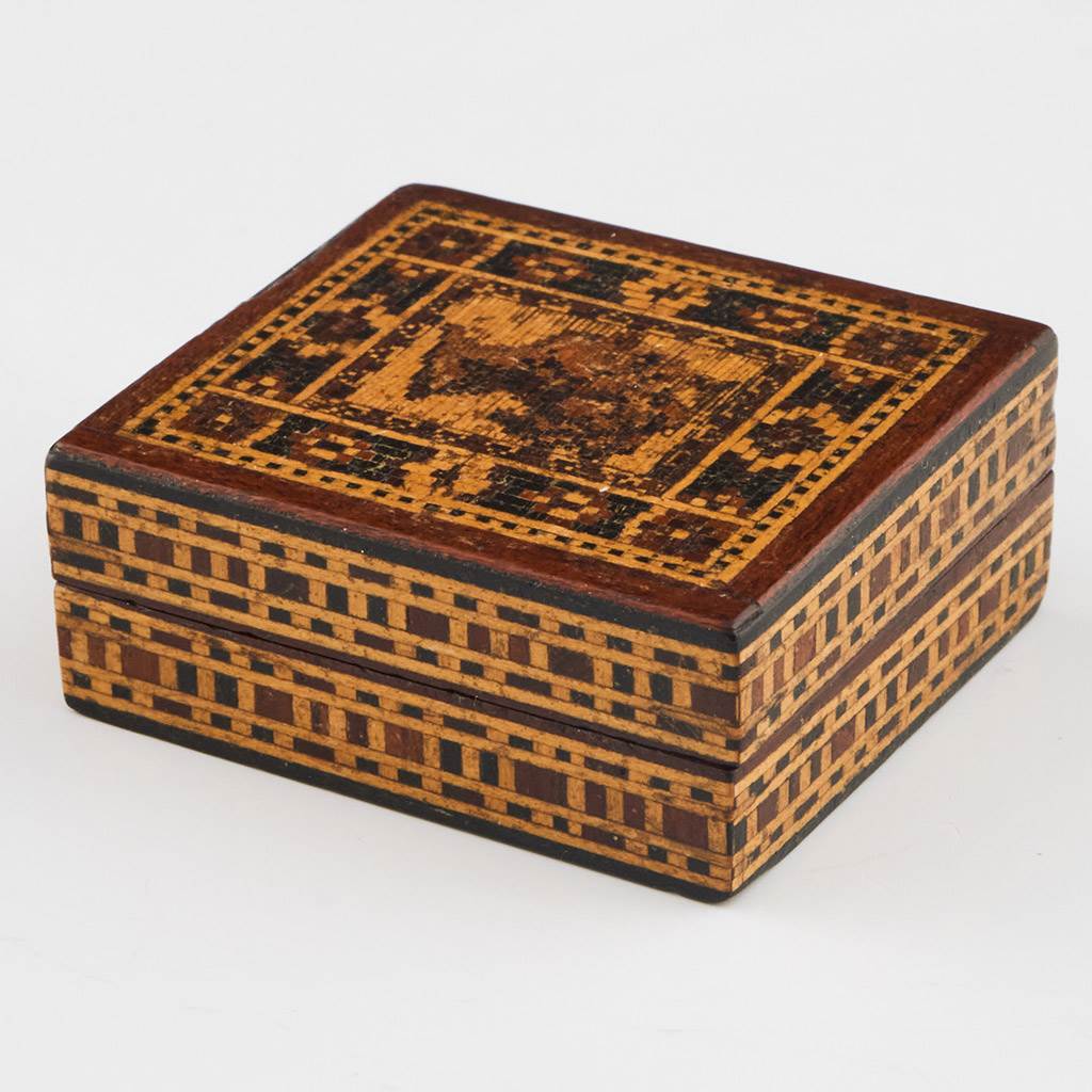 Tunbridge Ware Two-Piece Stamp Box with Queen Victoria Micro Mosaic ...