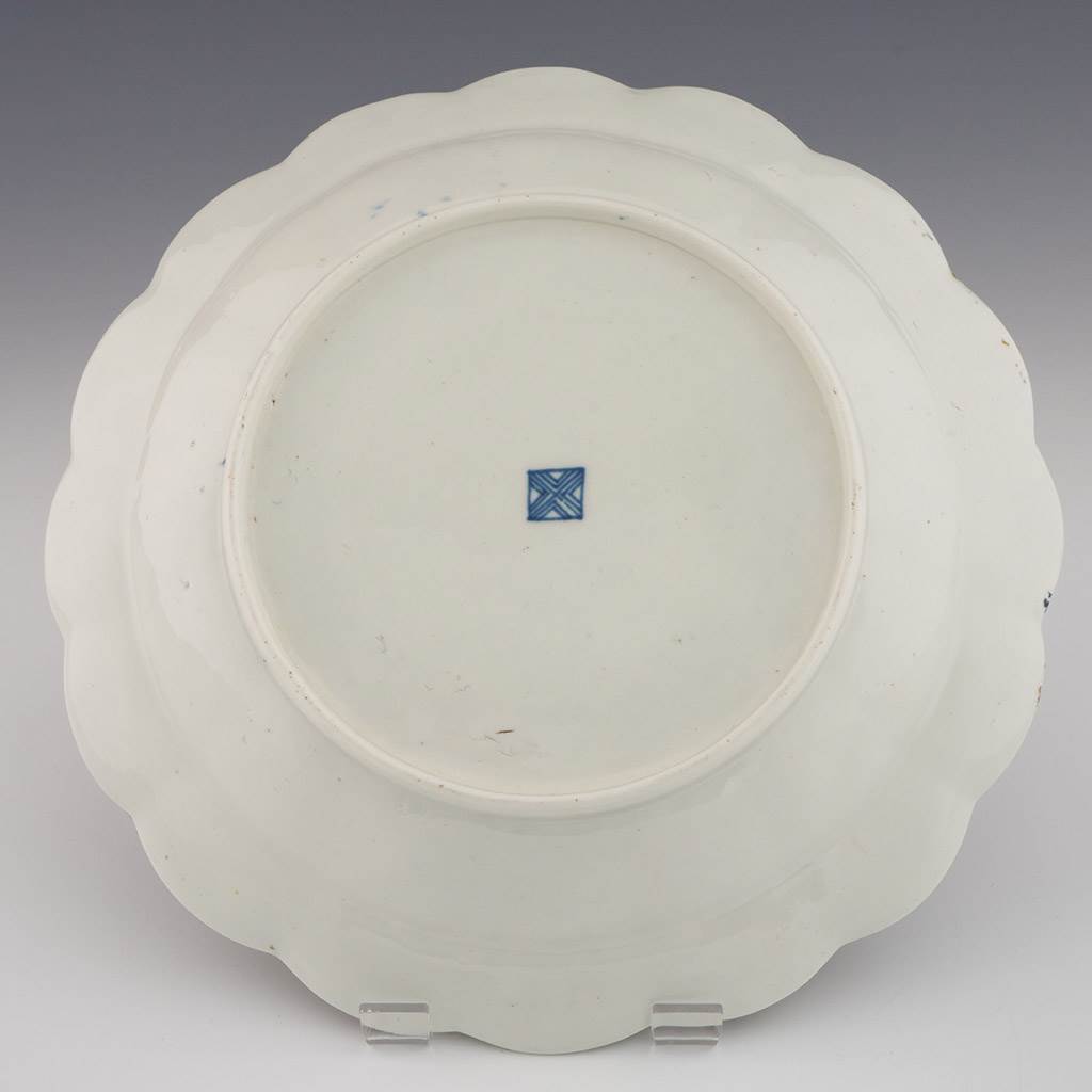 First Period Worcester Blue Scale Dessert or Soup Plate c1775
