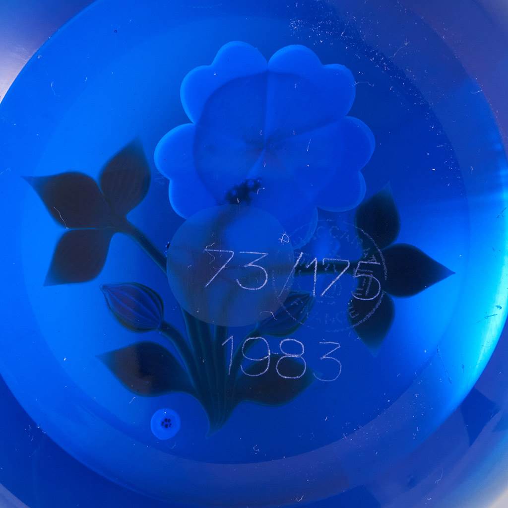 A Baccarat Yellow Primrose And Beetle Lampwork Millefiori Paperweight 1983