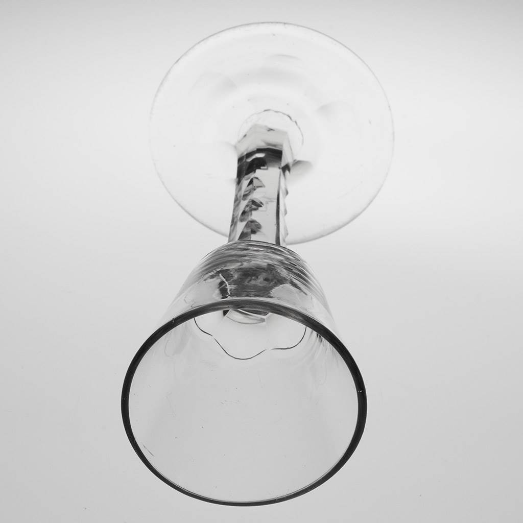 Very Rare Georgian Notch Cut Facet Stem WIne Glass c1760