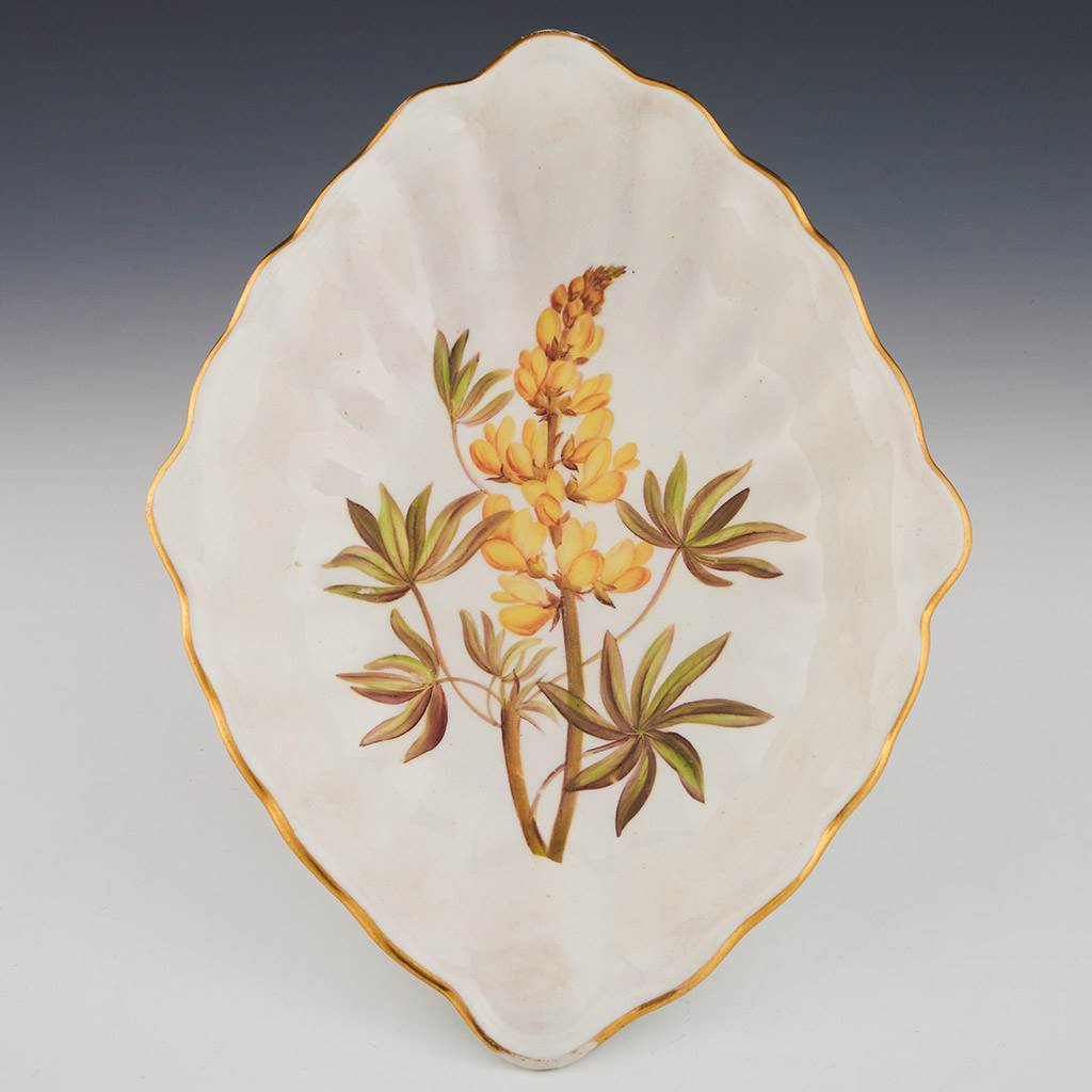 Derby Botanical Porcelain Lozenge Shaped Dish c1815