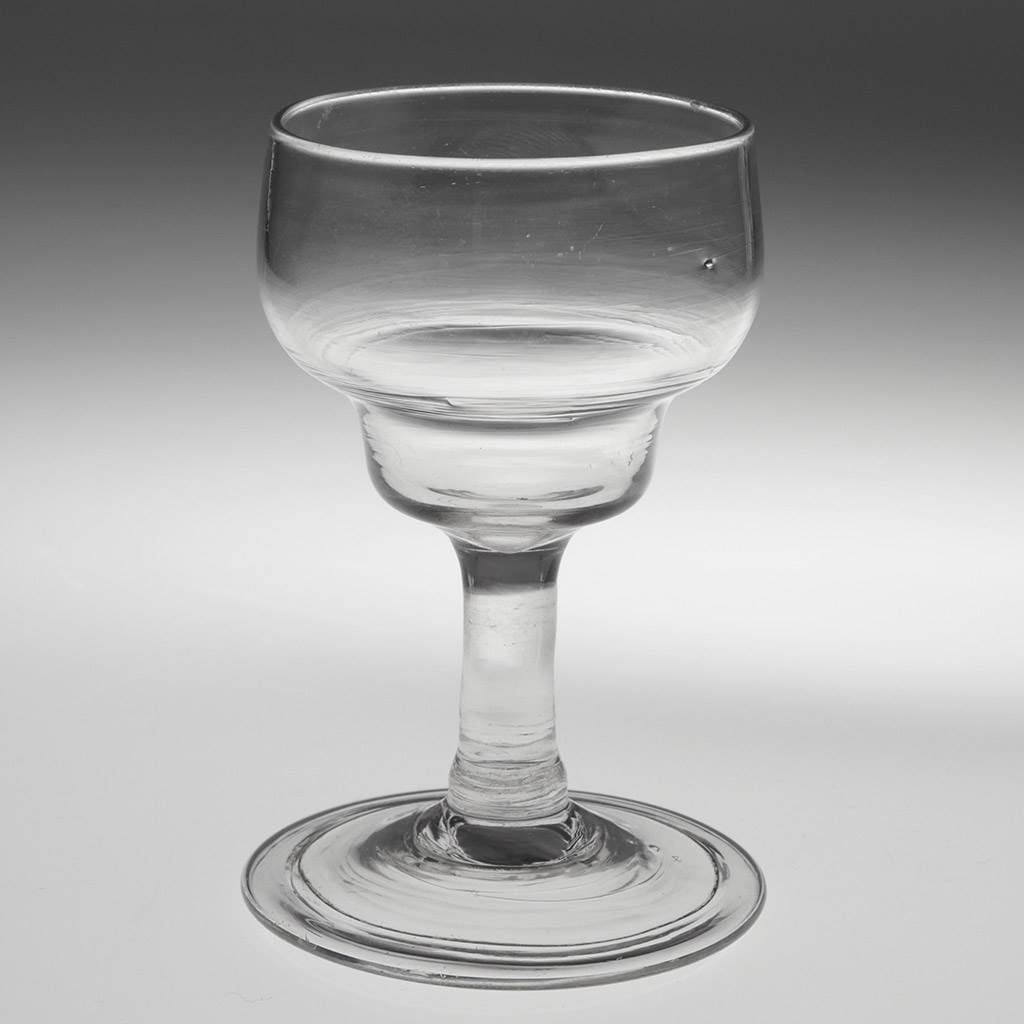 Double Ogee Bowl Folded Foot Dram Glass c1750