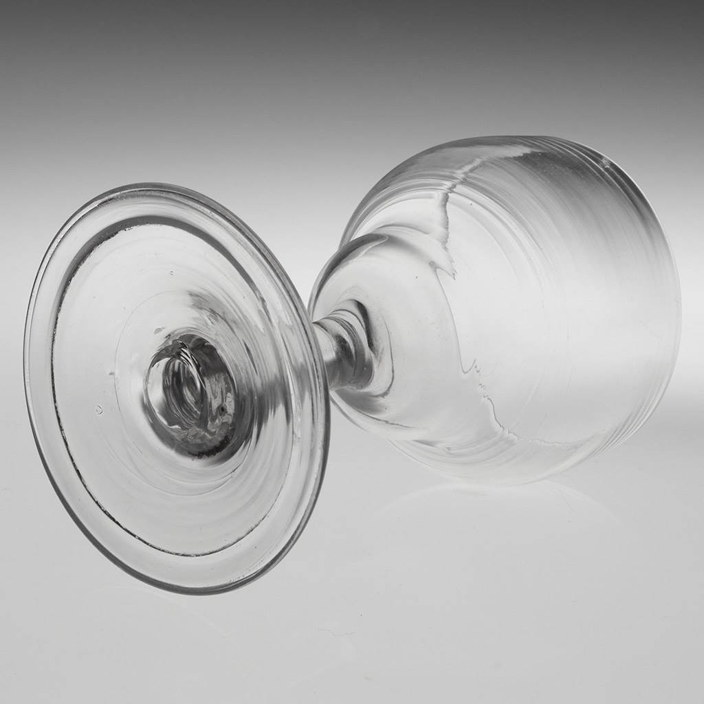 Double Ogee Bowl Folded Foot Dram Glass c1750