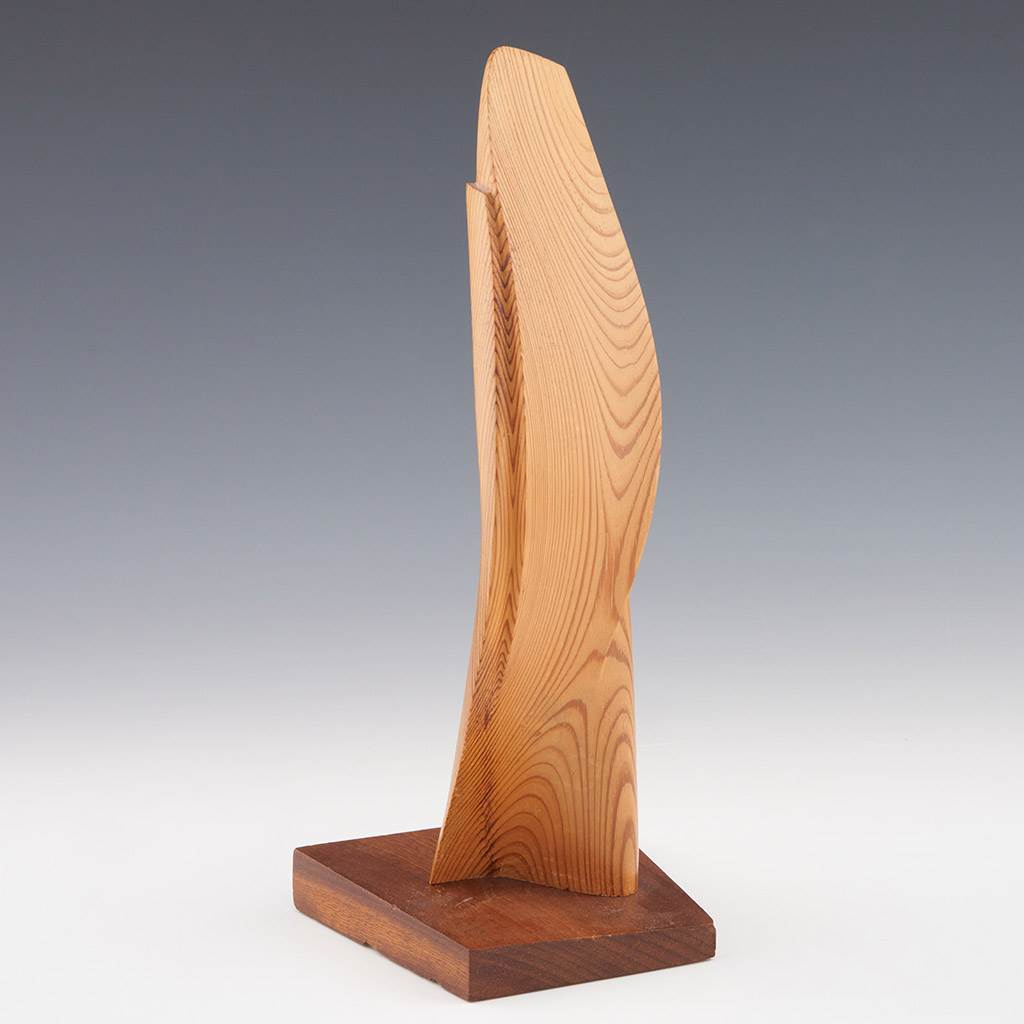 John Simons Pine and Teak Stylised Sail Sculpture c1990