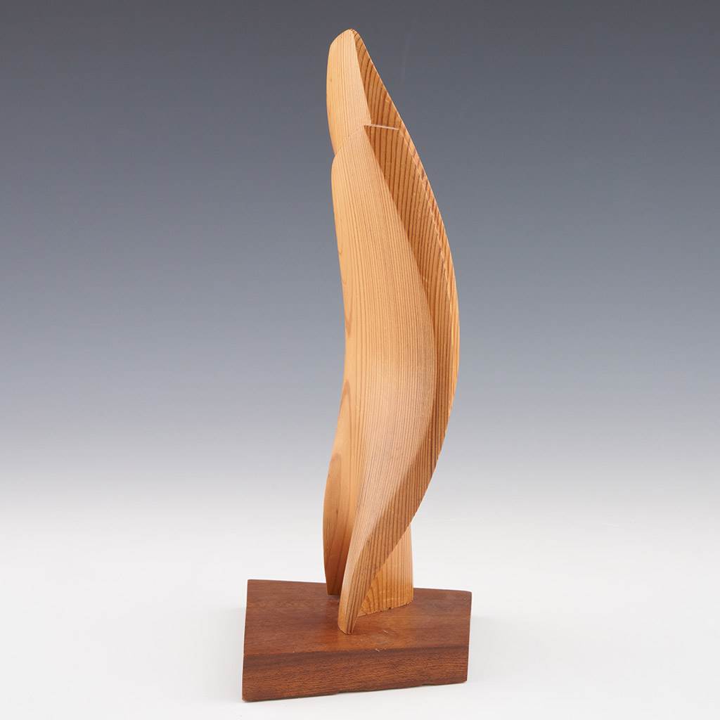 John Simons Pine and Teak Stylised Sail Sculpture c1990