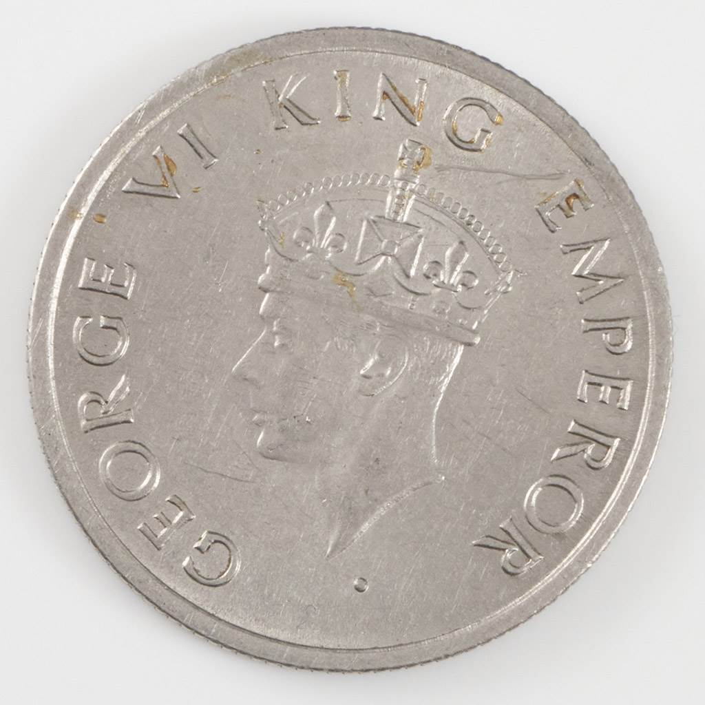 India George VI Half-Rupee, Tiger Reverse, 1946