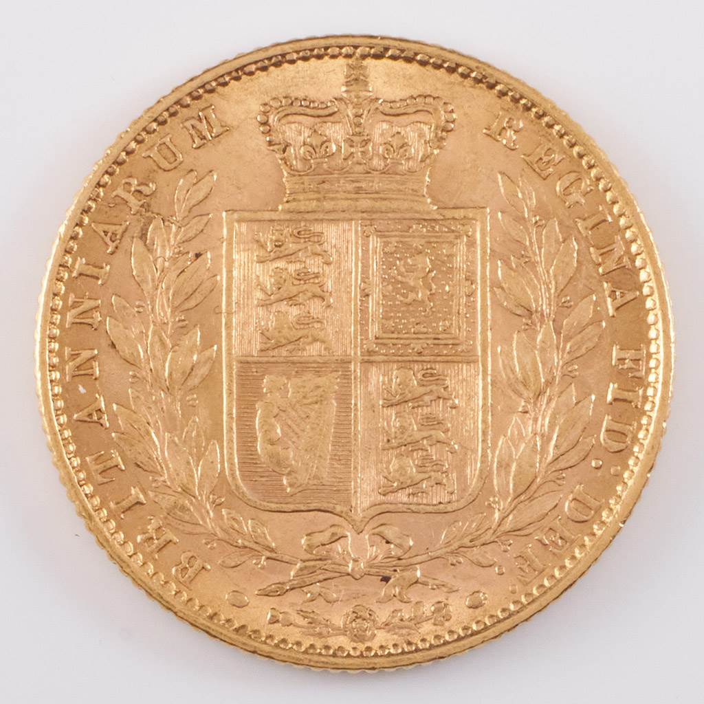 Victoria Gold Full Sovereign Young Head Shield Back Type 1872