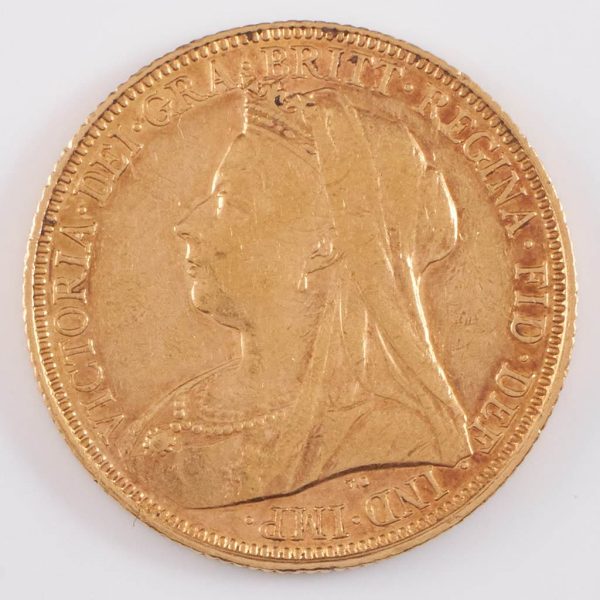 Victoria Gold Full Sovereign, Old Veiled Head Sydney Mint 1900
