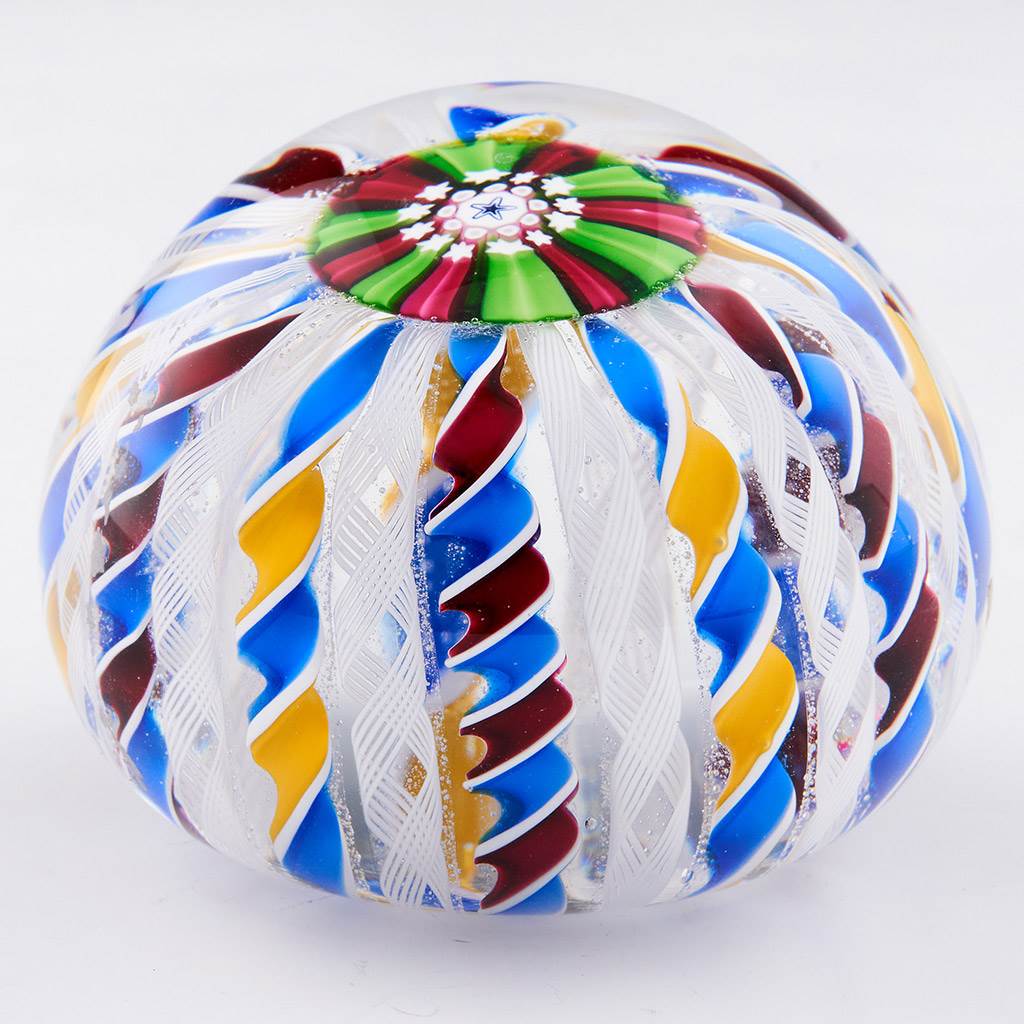 A John Deacons Latticino Crown Paperweight 2004
