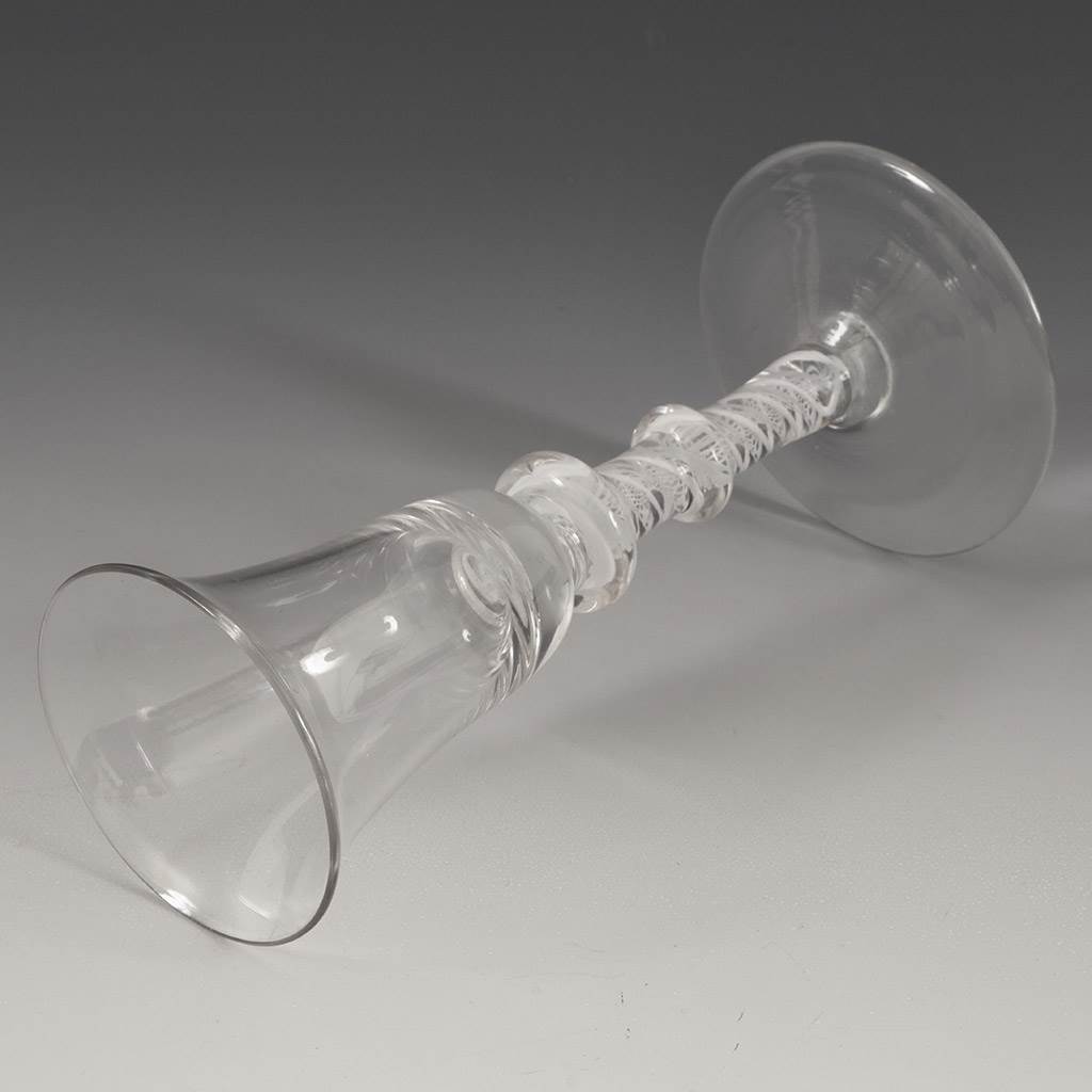 Georgian Wine Glass with Knopped Opaque Twist Stem c1760