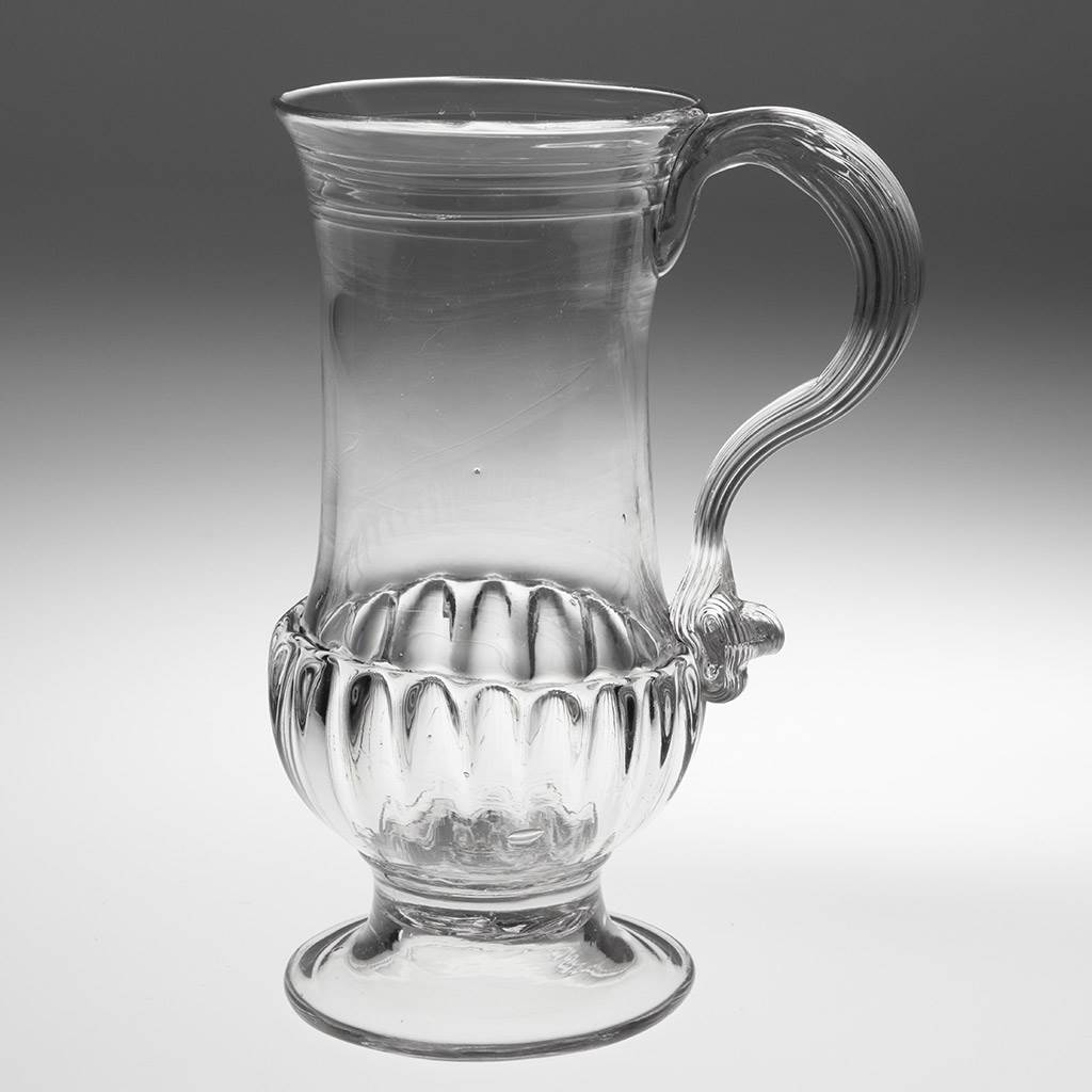 Antique Glass Tankard with Gadrooned Base c1780