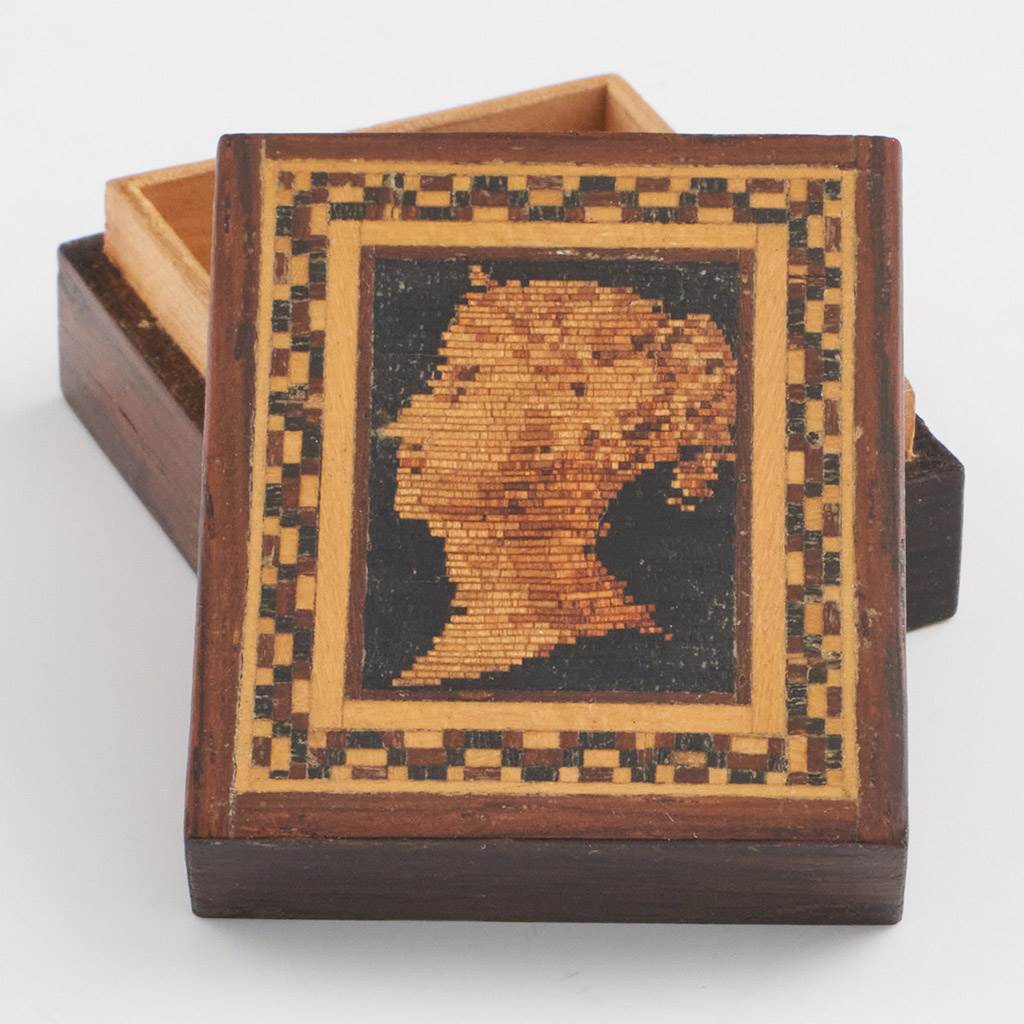 Tunbridge Ware Mosaic Stamp Box c1870