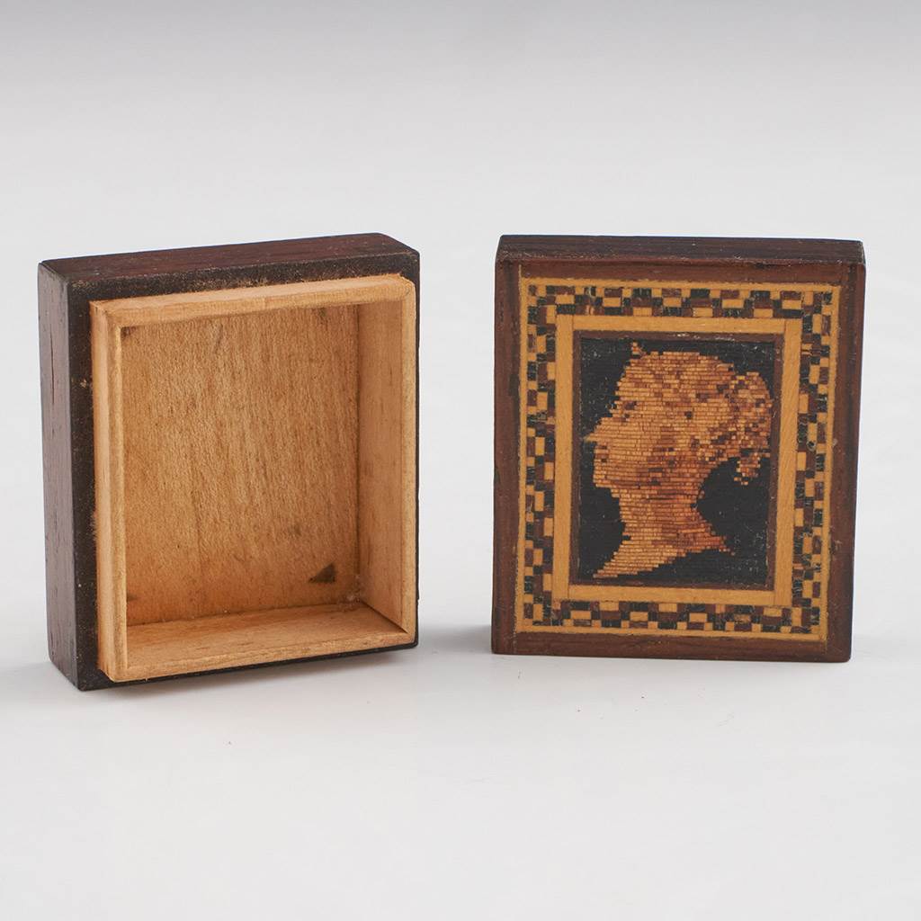 Tunbridge Ware Mosaic Stamp Box c1870