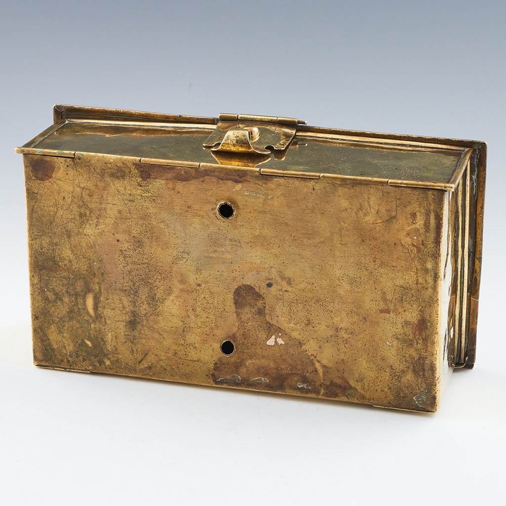Arts & Crafts Brass ‘Cash Box’ With Blue Roundels c1900