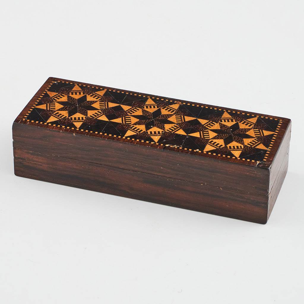 Edmund Nye Labelled Tunbridge Ware Trinket Box c1850