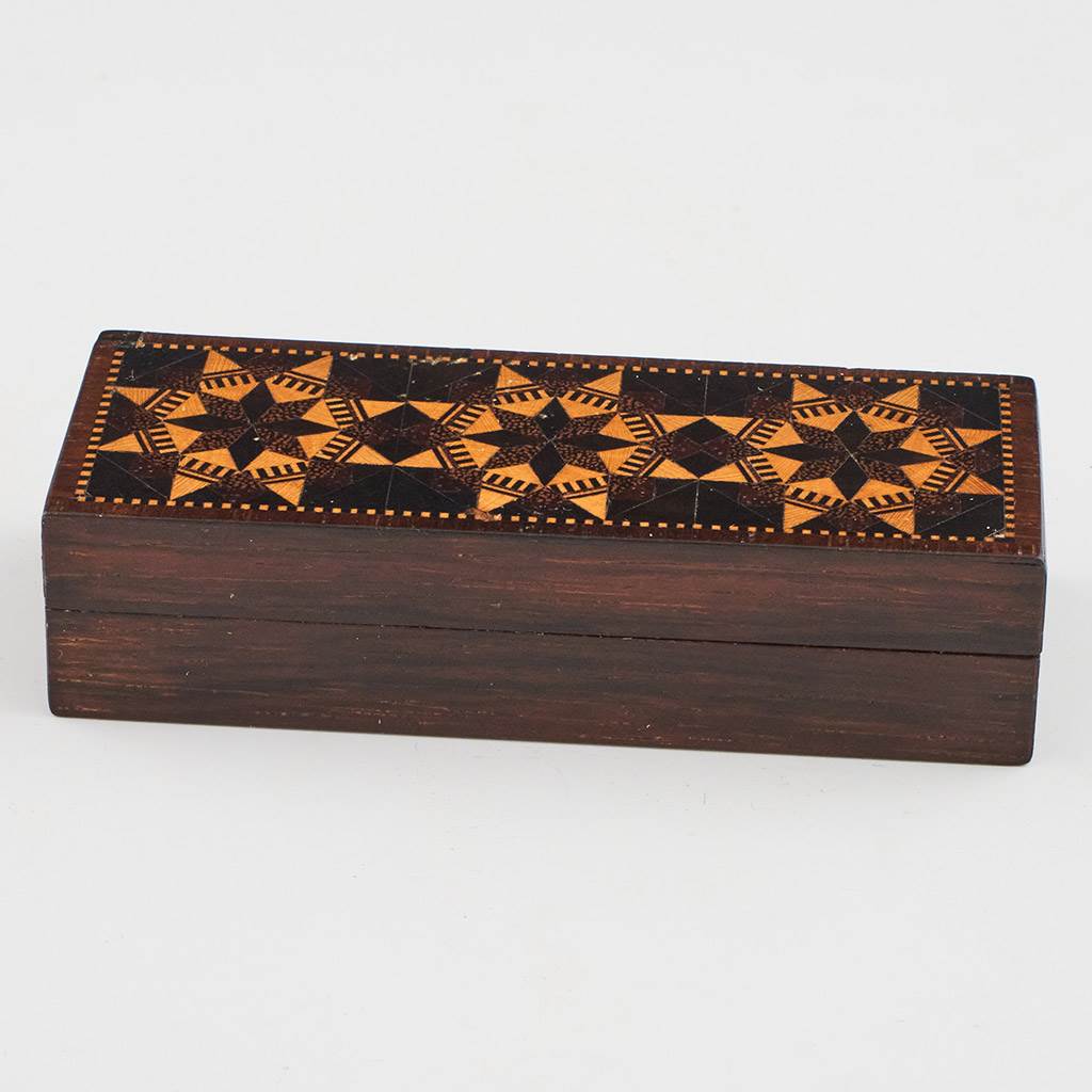 Edmund Nye Labelled Tunbridge Ware Trinket Box c1850