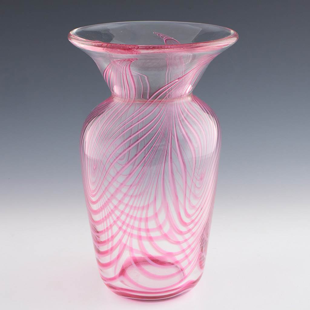 Adam Jablonski Vase Pink and White Pulled Decoration c1980