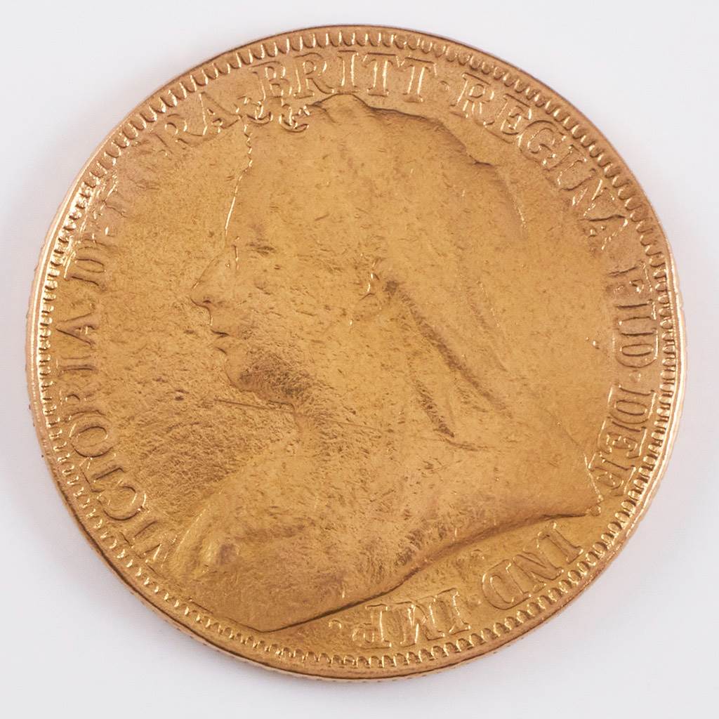 Victoria Gold Double Sovereign, Old Veiled Head, St. George & the ...
