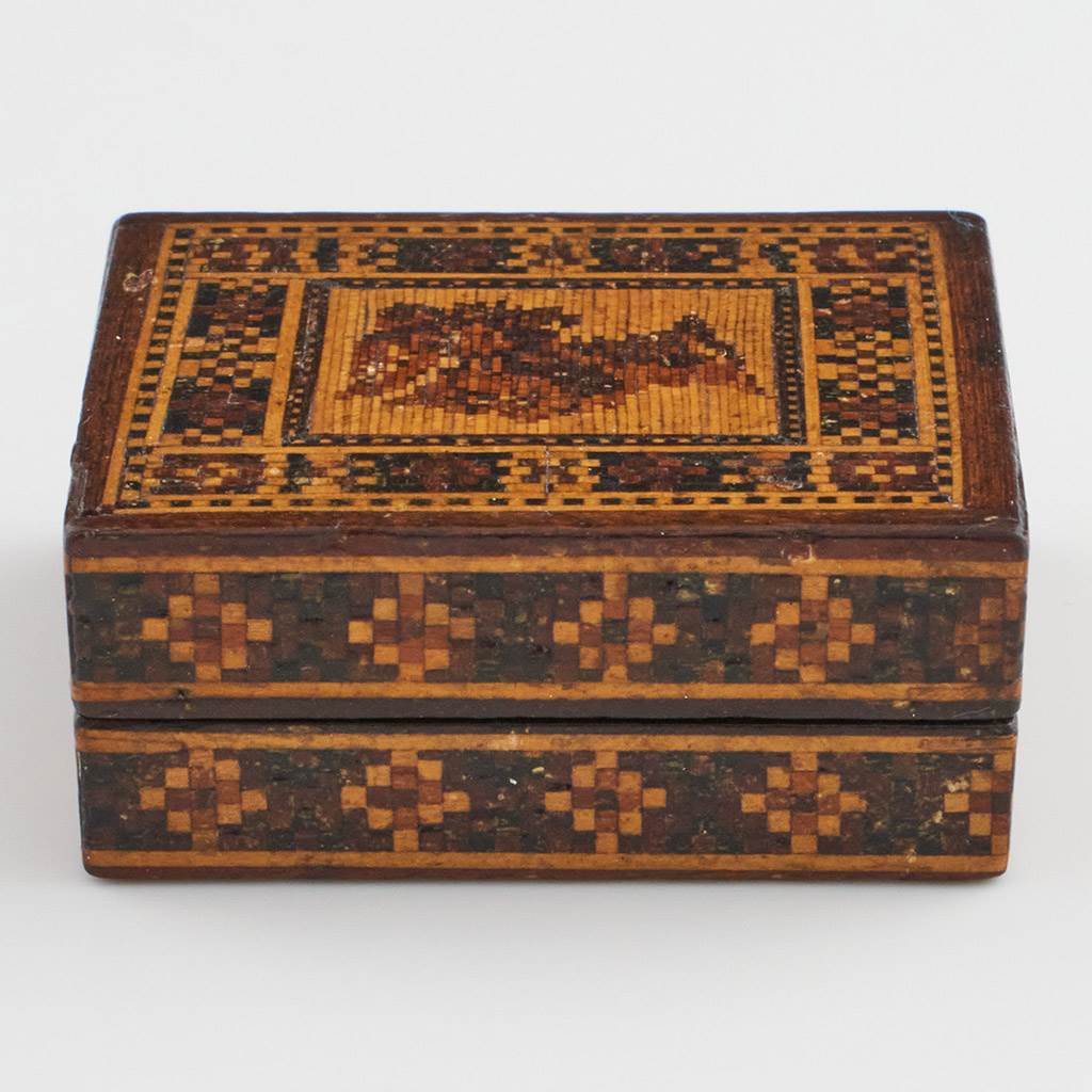 Tunbridge Ware Queen Victoria Micro Mosaic Postage Stamp Box c1860