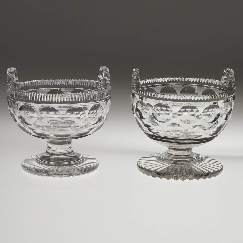 Two Twin Staved Glass Piggins c1840