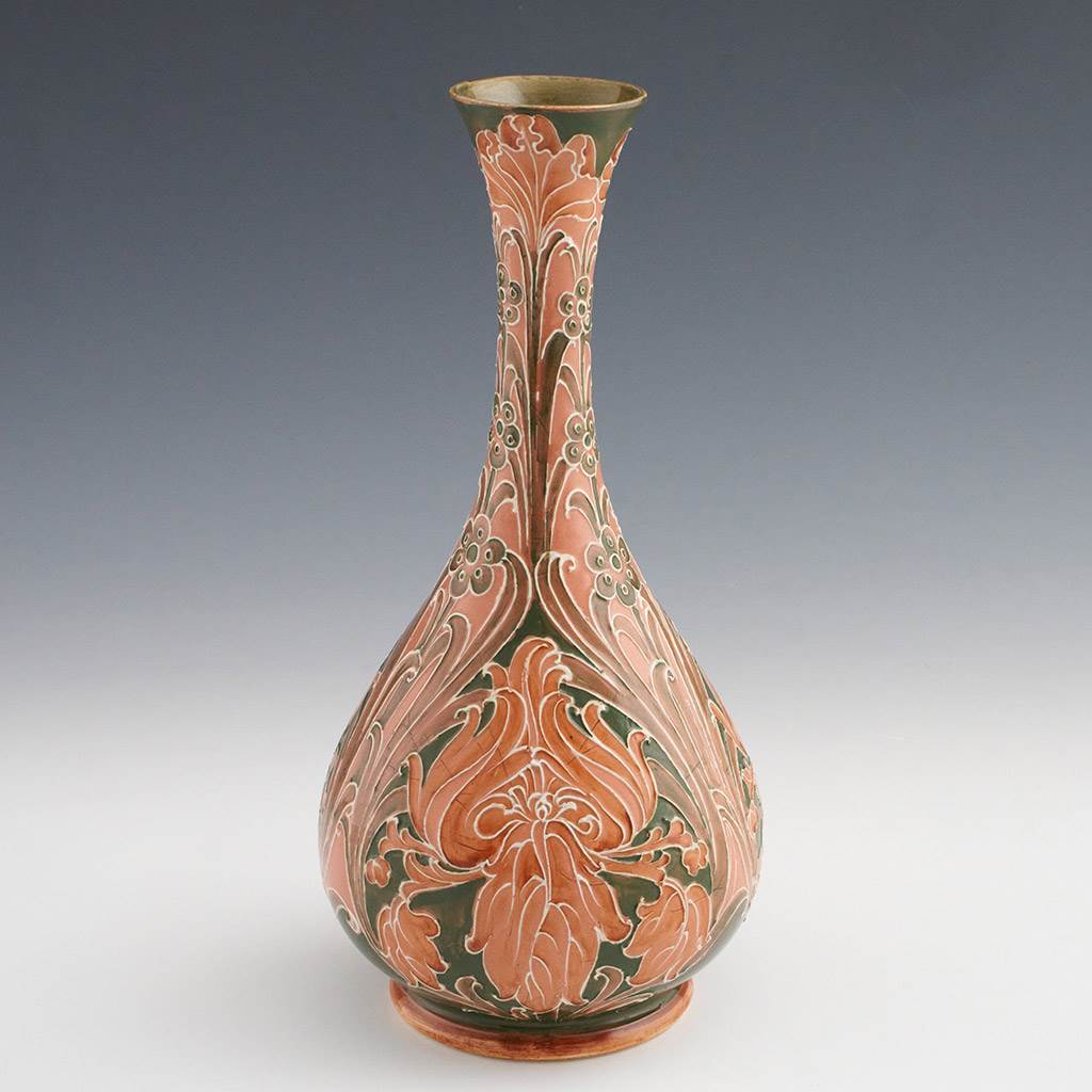 Rare William Moorcroft Florian Ware Iris Pattern Vase c1900