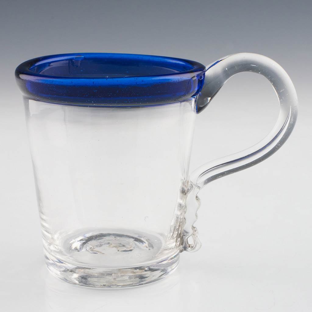 Georgian Glass Punch Cup with Blue Rim c1815