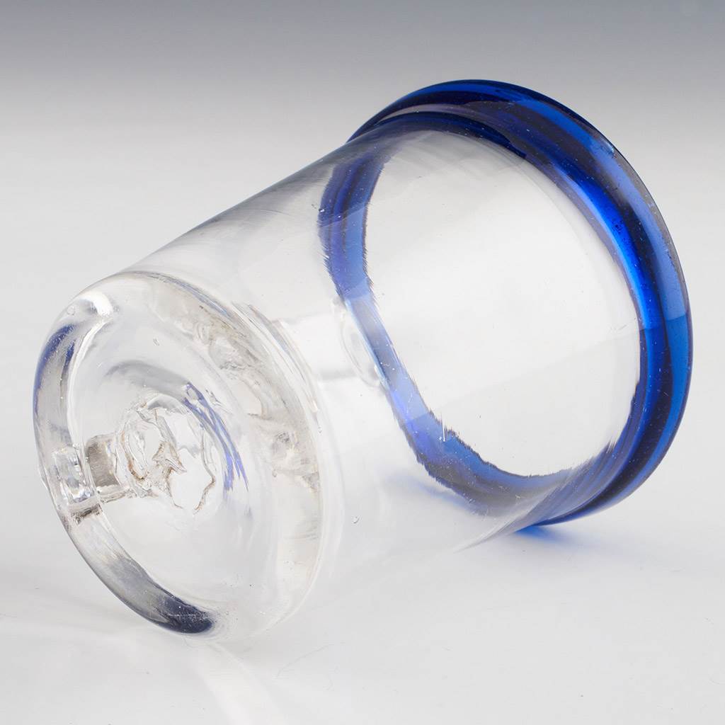 Georgian Glass Punch Cup with Blue Rim c1815